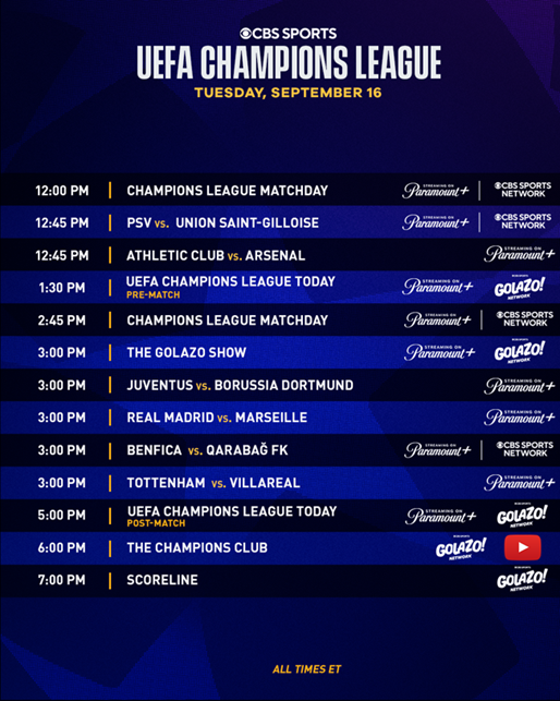 Paramount Press Express | CBS SPORTS KICKS OFF 2025-26 UEFA CHAMPIONS ...